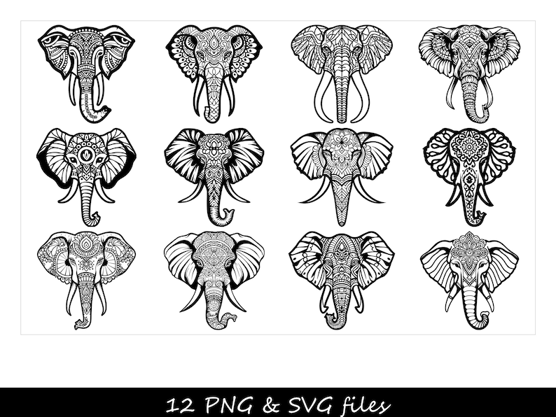 Elephant Svg, Elephant Face SVG, Elephant Mandala SVG, Elephant ...