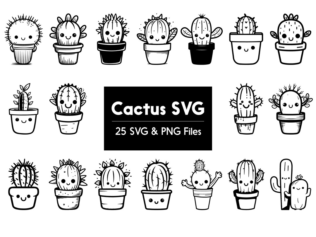 Cute Cactus SVG, Cactus SVG, Cactus Silhouette SVG, Saguaro Cactus Svg ...