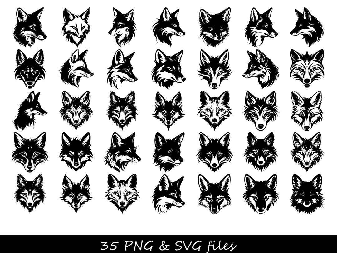 Fox SVG Bundle, Fox SVG, Fox Head SVG, Fox Face Svg, Fox Silhouette Svg ...
