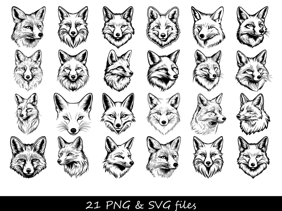 Fox SVG Bundle, Fox SVG, Fox Head SVG, Fox Face Svg, Fox Silhouette Svg ...