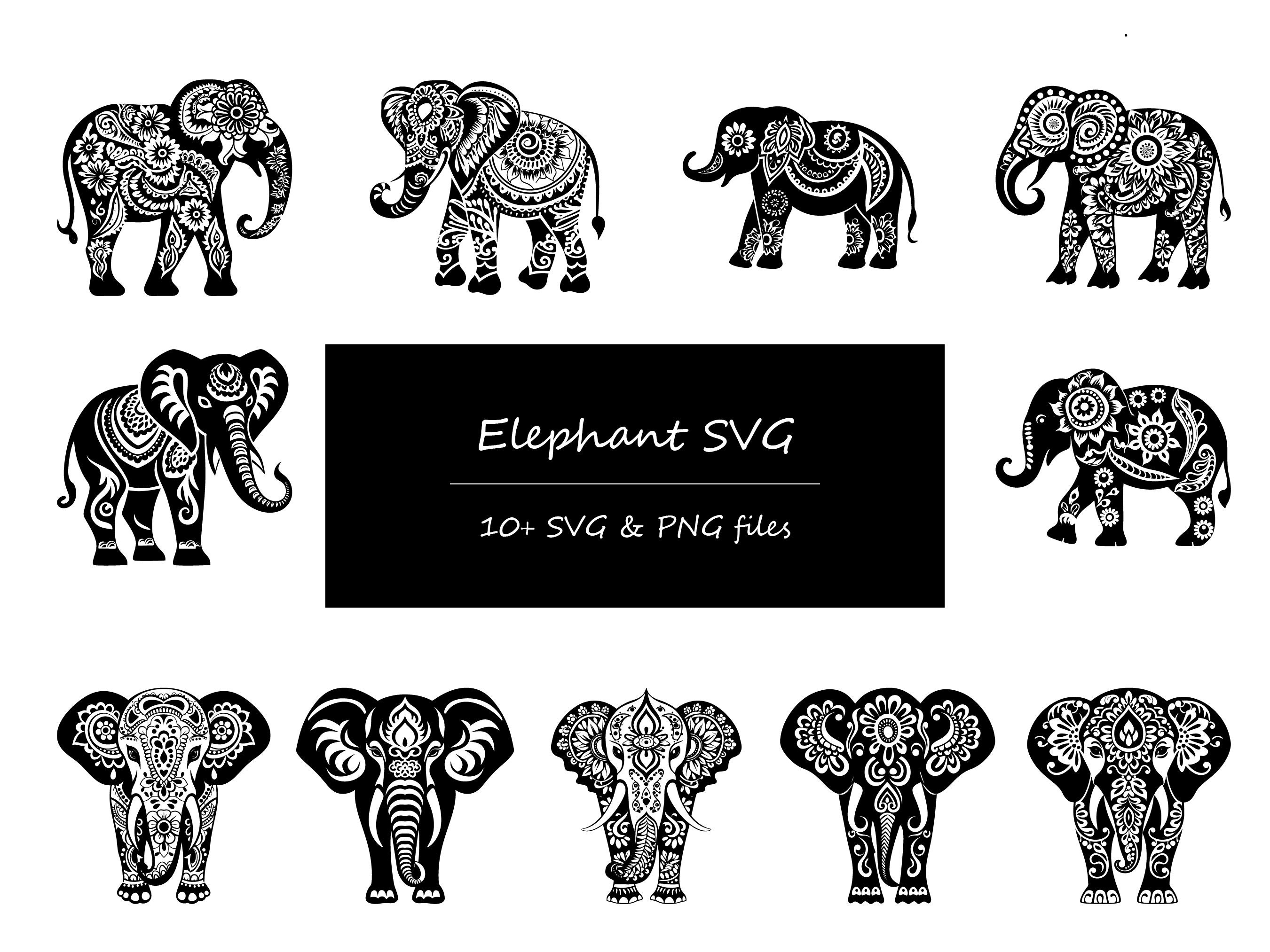 Elephant Svg, Elephant Face SVG, Elephant Mandala SVG, Elephant ...