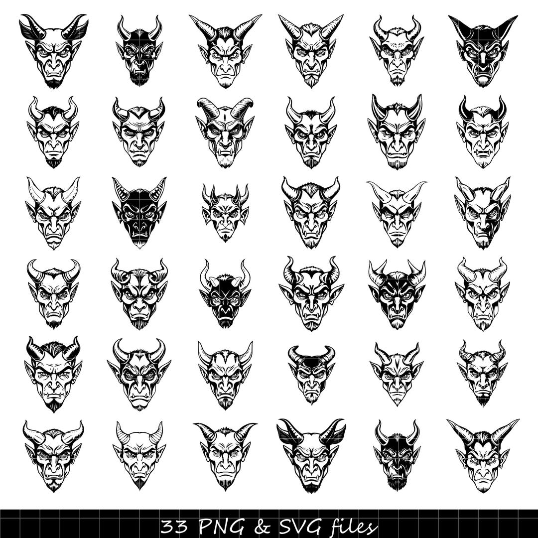 Devil Face SVG, Devil Face PNG, Devil Horns SVG, Scary Face Png ...