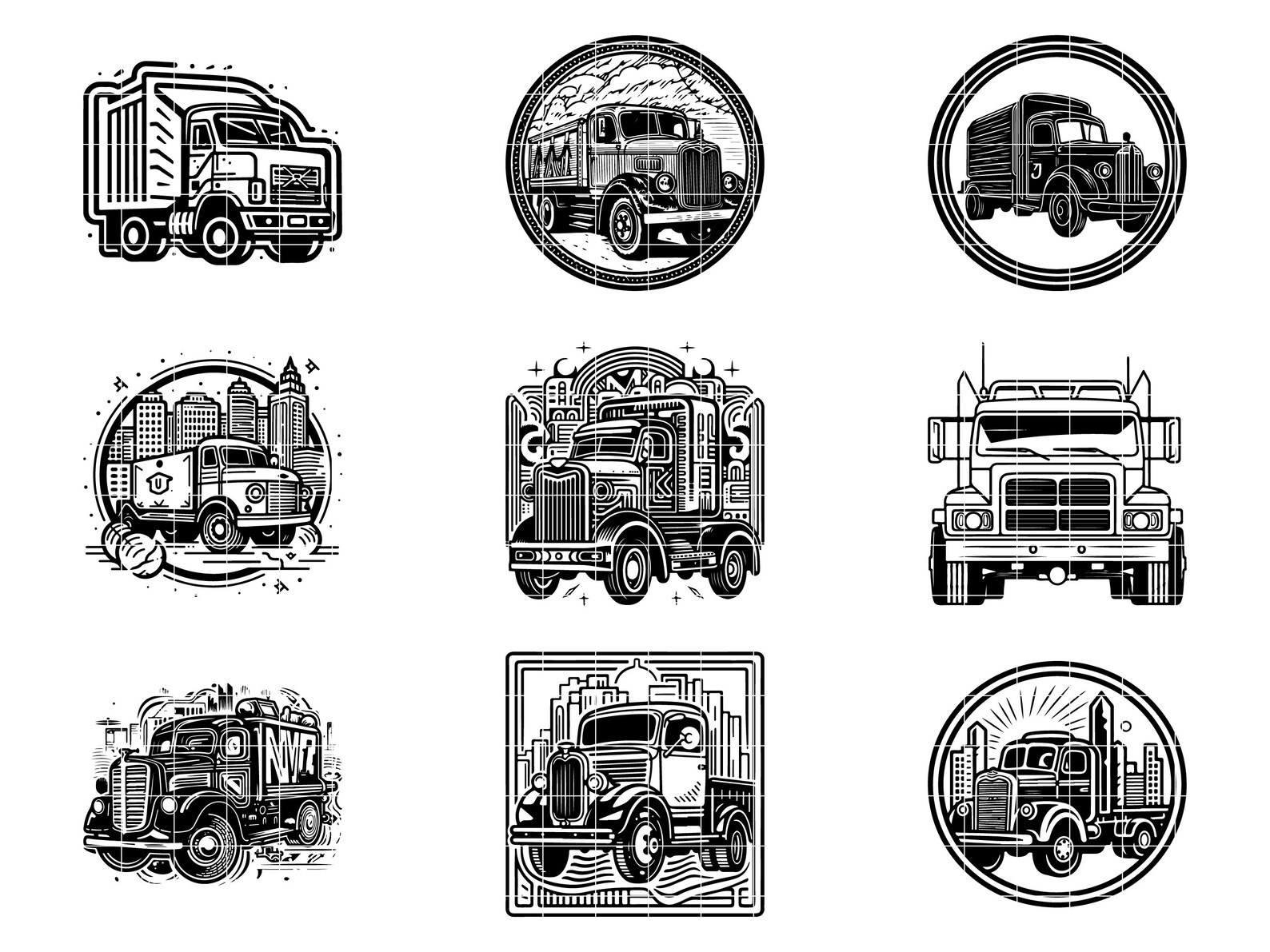 Truck Monogram SVG Bundle, Semi Truck SVG, Dump Truck SVG, Farm Truck ...