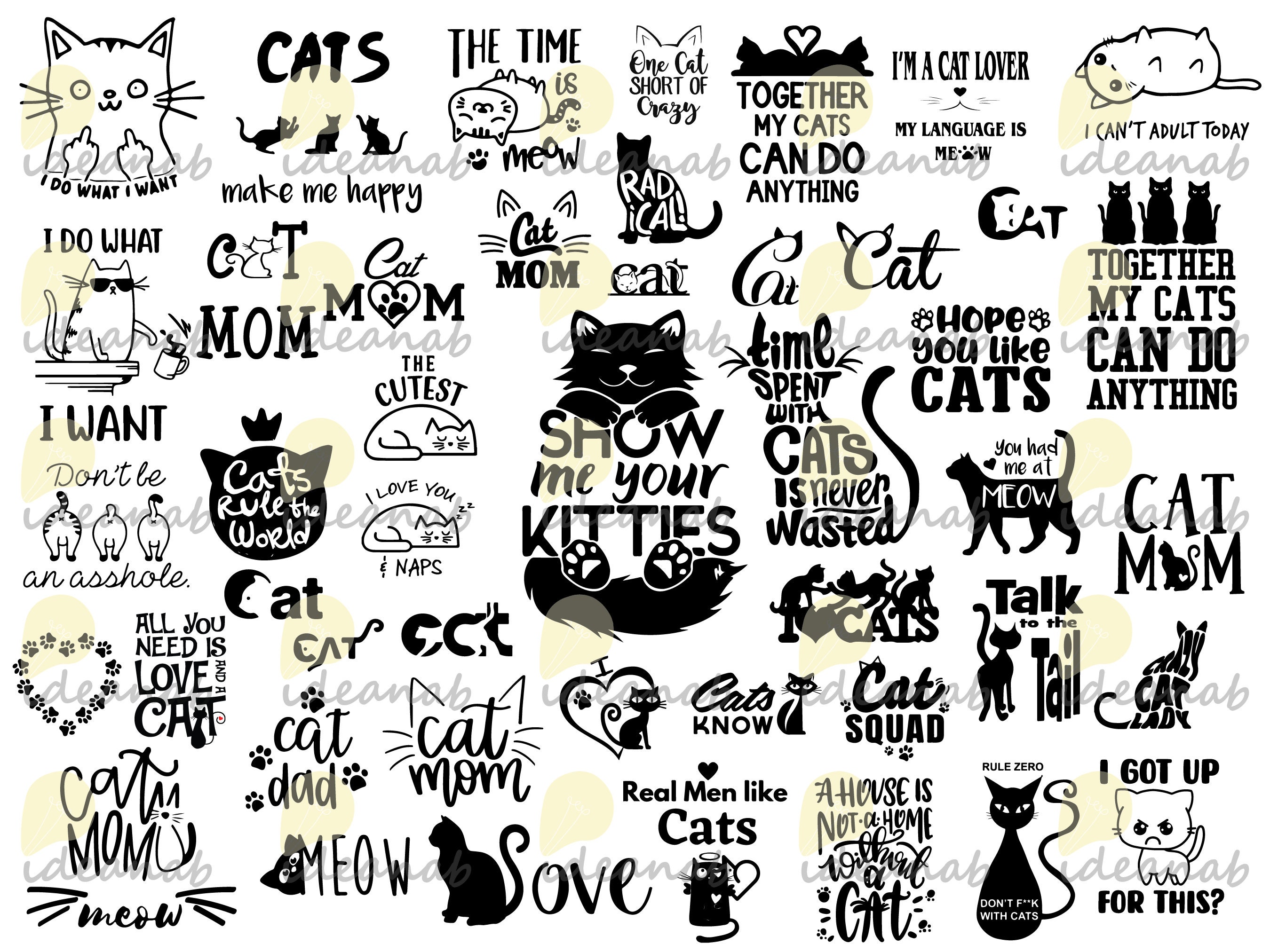 Cat SVG Bundle Cat Silhouette Svg Funny Cat Svg Cat Face - Etsy