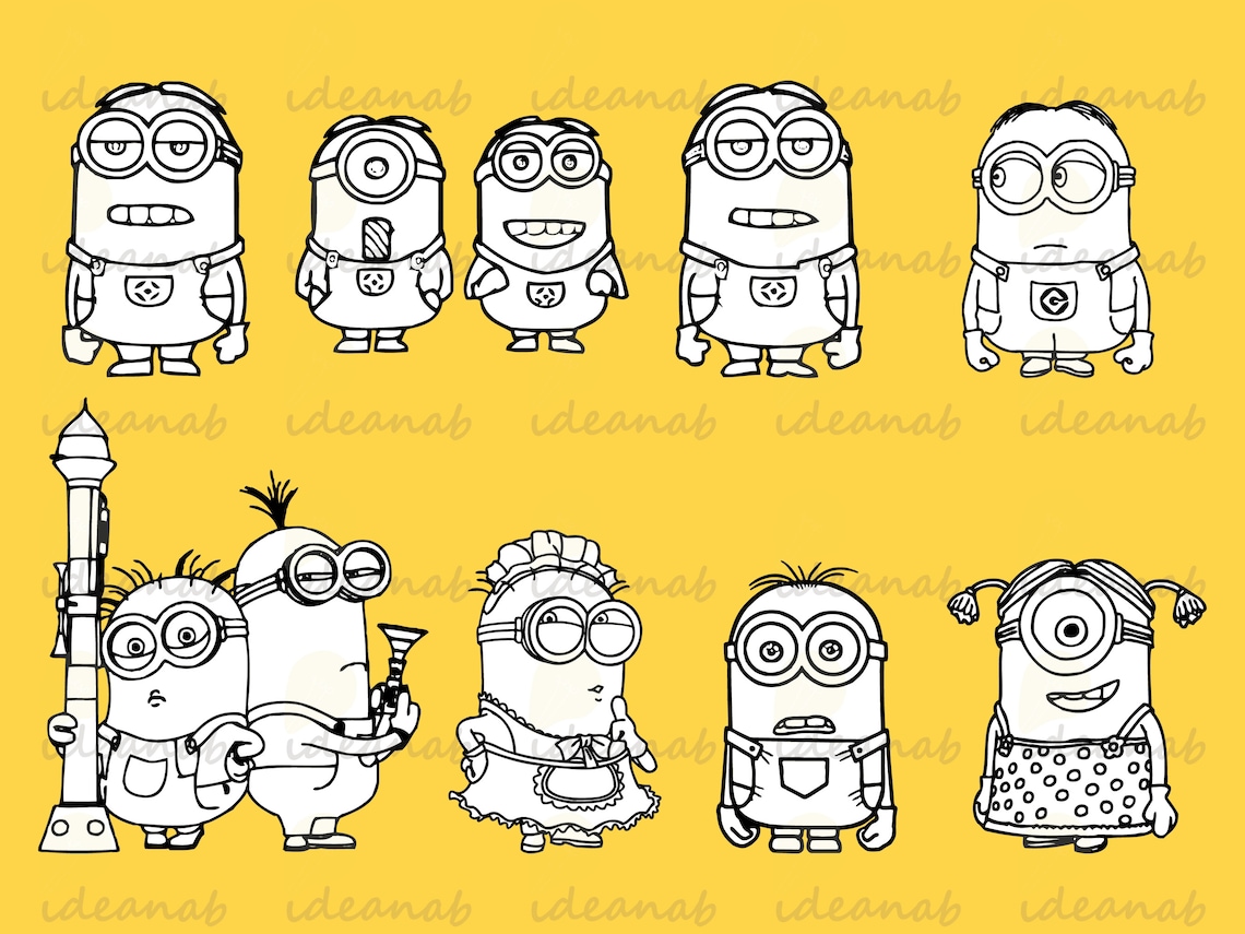 Minion SVG Bundle Minions Face SVG Minions SVG Outline - Etsy UK