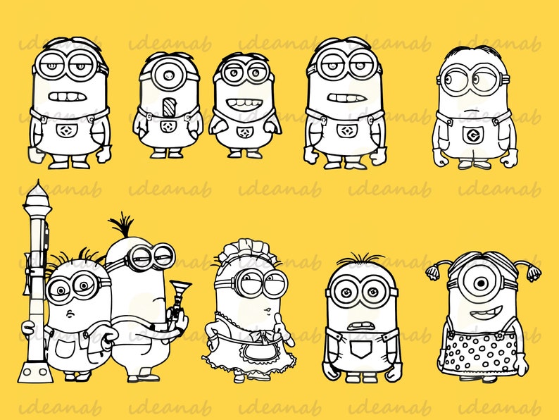 Minion SVG Bundle Minions Face SVG Minions SVG Outline - Etsy