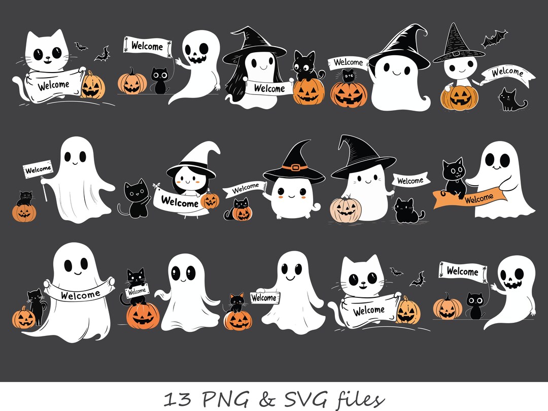 Ghost Welcome Sign SVG, Ghost SVG, Ghost Face Svg, Cute Ghost Svg, Baby ...