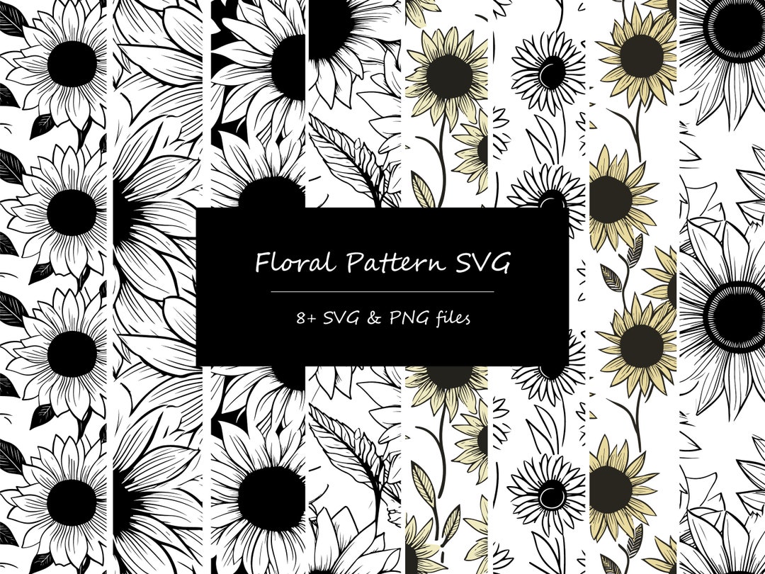 Sunflower Floral Pattern SVG Bundle, Seamless Pattern SVG, Flower ...