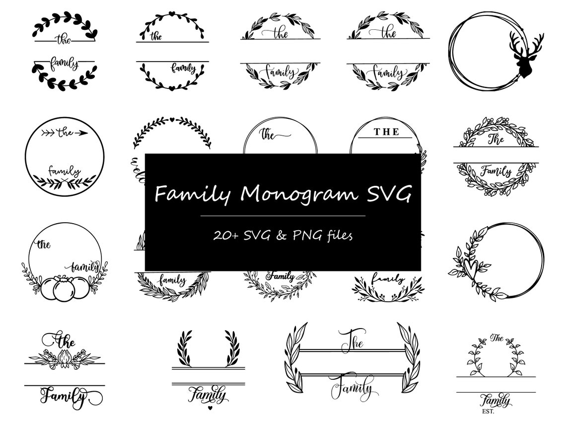 Family Name Monogram SVG Family Name SVG Wedding Monogram - Etsy