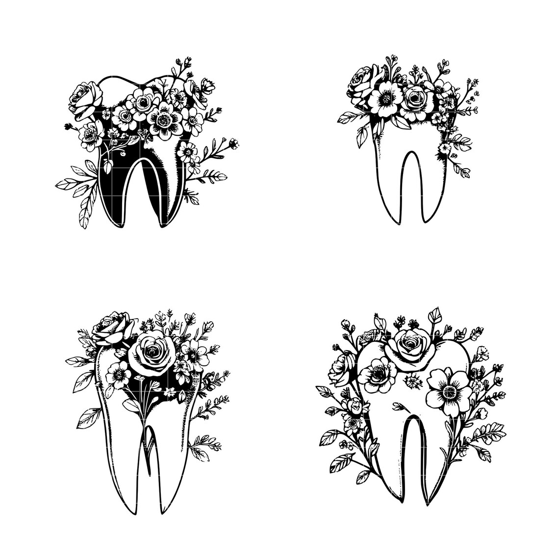 Floral Tooth SVG, Floral Tooth PNG, Dental Flower Design, Tooth With ...