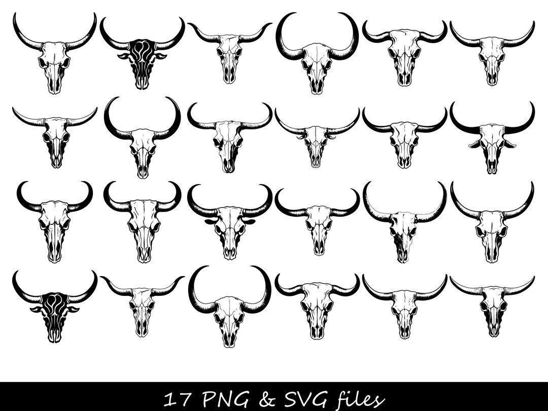 Bull Skull SVG, Cow Skull SVG, Bull Head SVG, Cow Head Svg, Longhorn ...