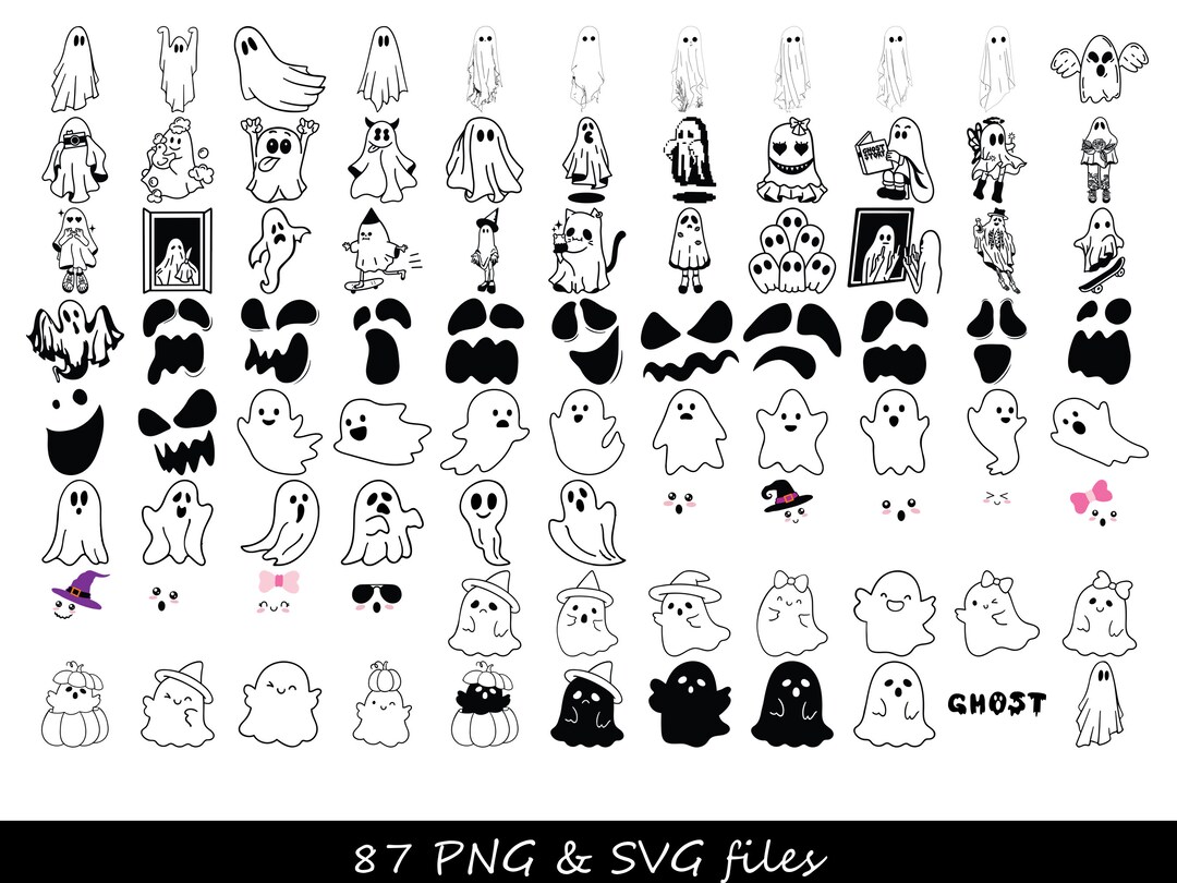 Ghost SVG Bundle, Ghost Face Svg, Cute Ghost Svg, Gleeful Ghost Svg ...