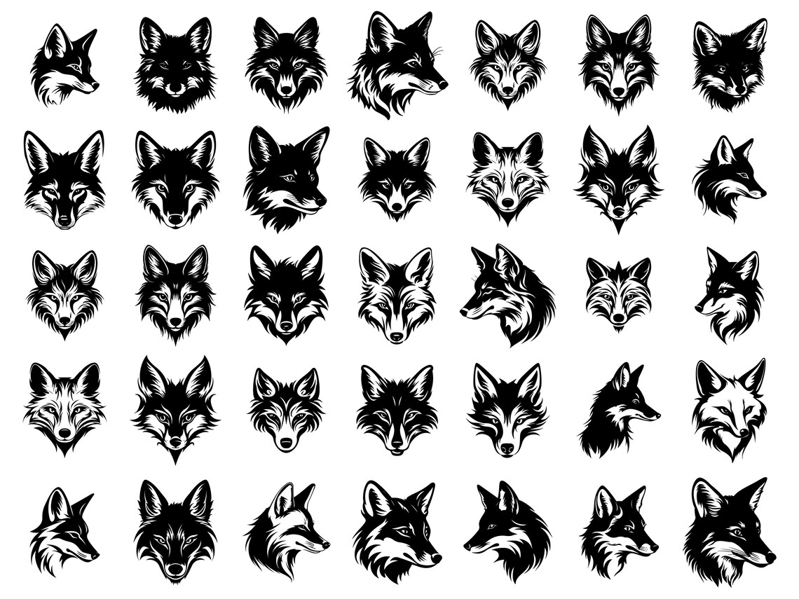 Fox SVG Bundle, Fox SVG, Fox Head SVG, Fox Face Svg, Fox Silhouette Svg ...