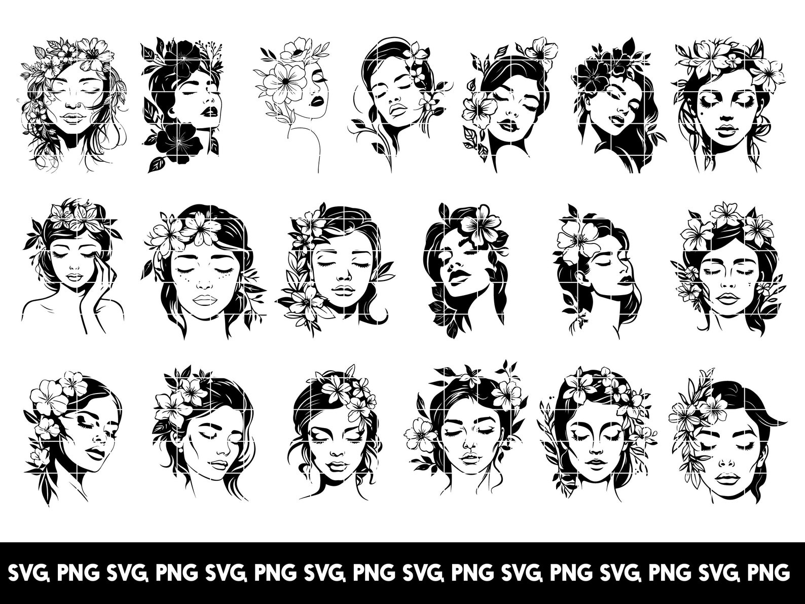 Floral Woman SVG, Floral Girl SVG, Beautiful Woman SVG, Woman Svg ...