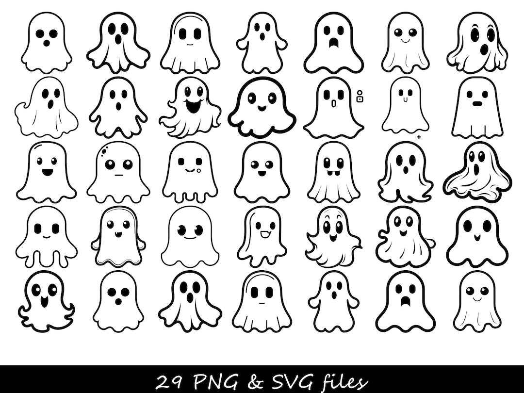 Ghost SVG Bundle, Ghost Face Svg, Cute Ghost Svg, Gleeful Ghost Svg ...