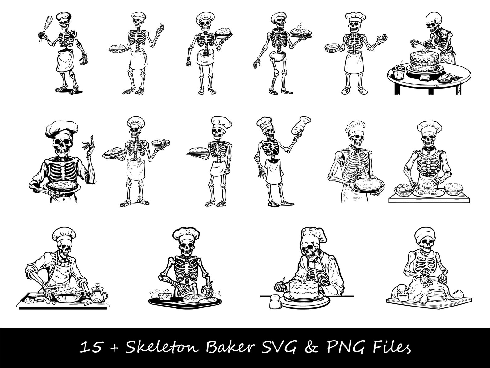 Skeleton Baker SVG, Skeleton Cook SVG, Skeleton Kitchen Svg, Skeleton ...