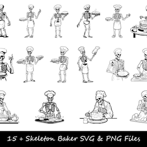 Skeleton Baker SVG, Skeleton Cook SVG, Skeleton Kitchen Svg, Skeleton ...