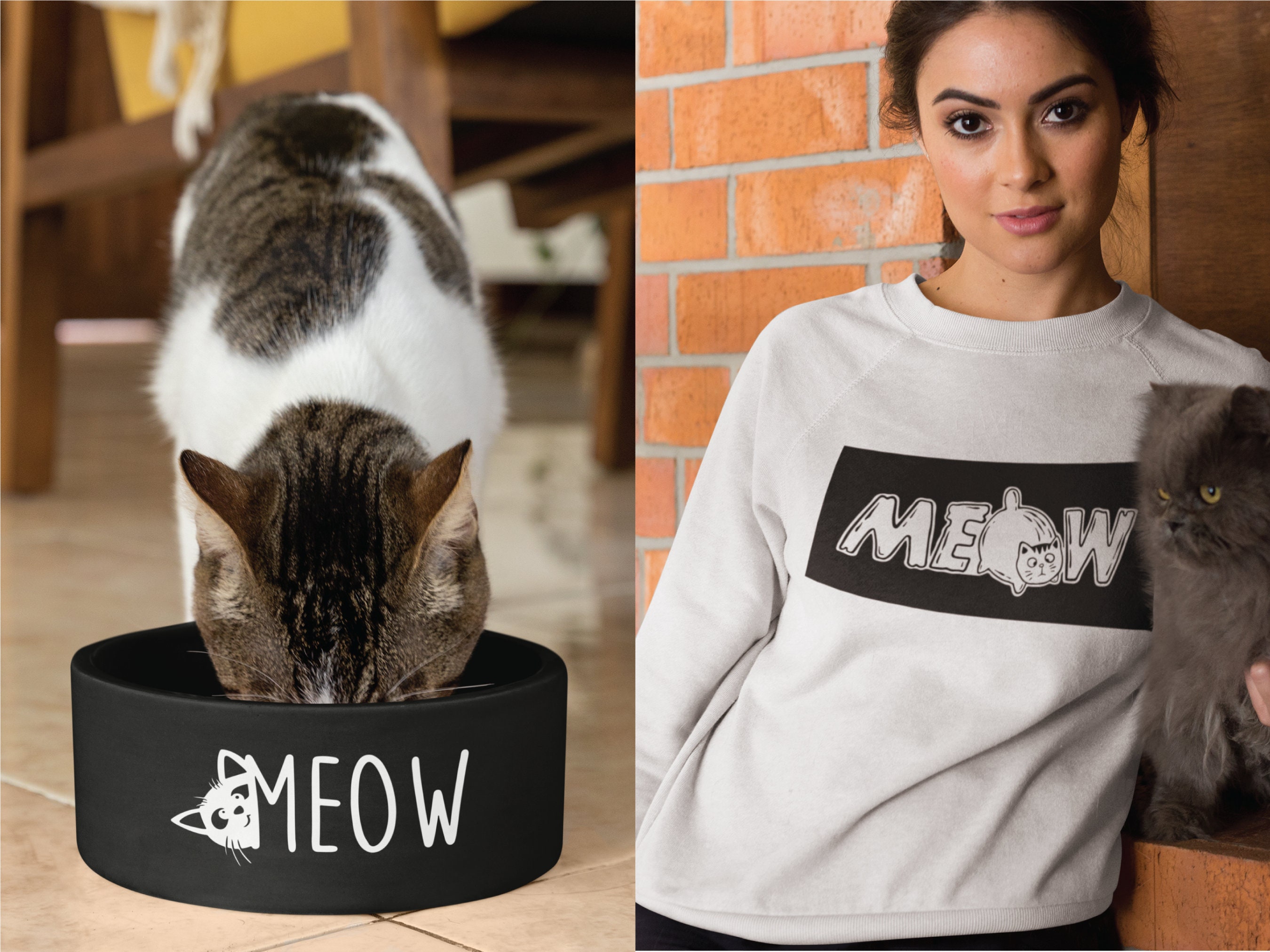 Meow SVG Bundle, Cat Svg, Meow T-shirt Svg, Cat Face Svg, Peeking Cat ...