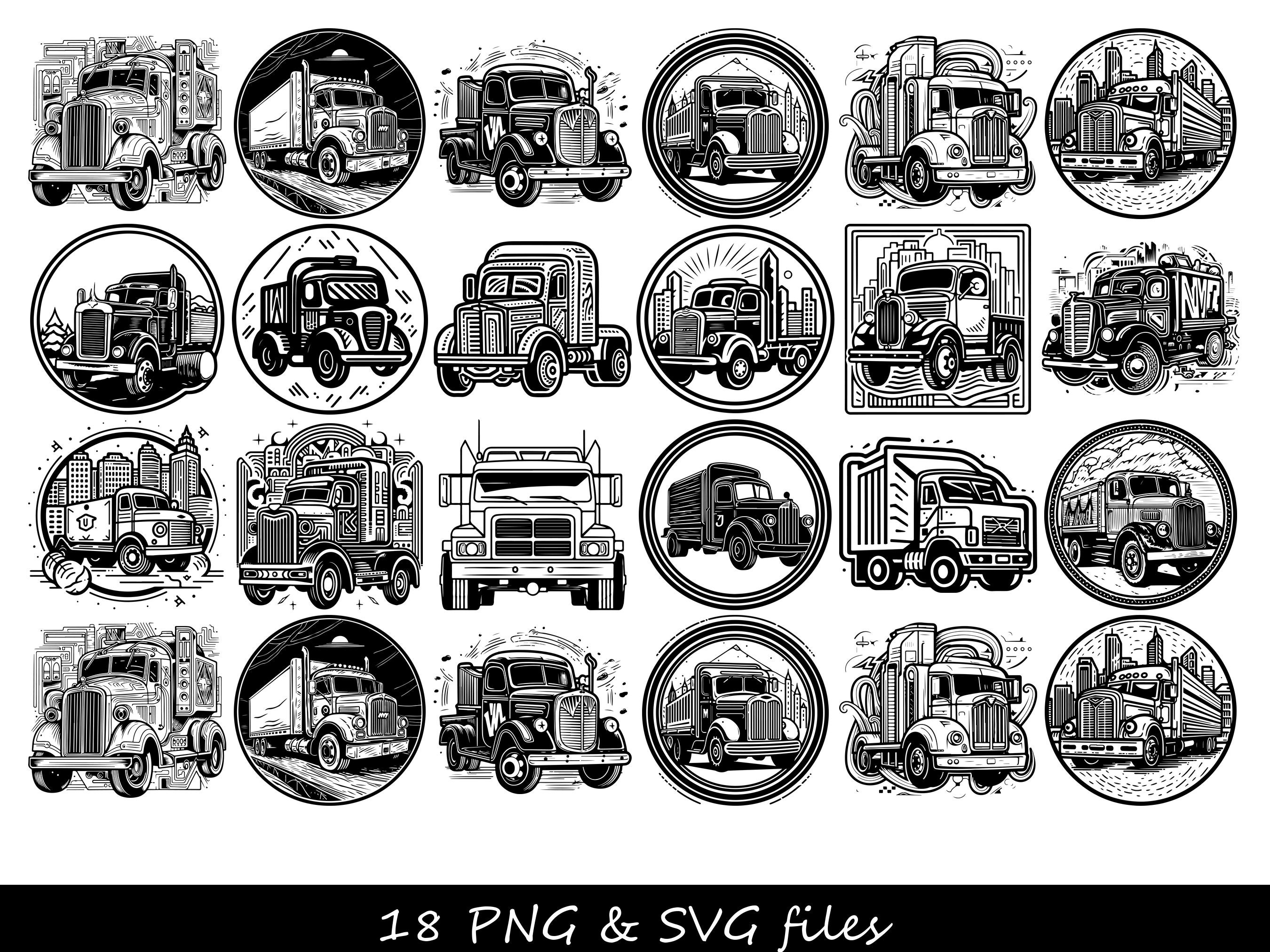 Truck Monogram SVG Bundle, Semi Truck SVG, Dump Truck SVG, Farm Truck ...