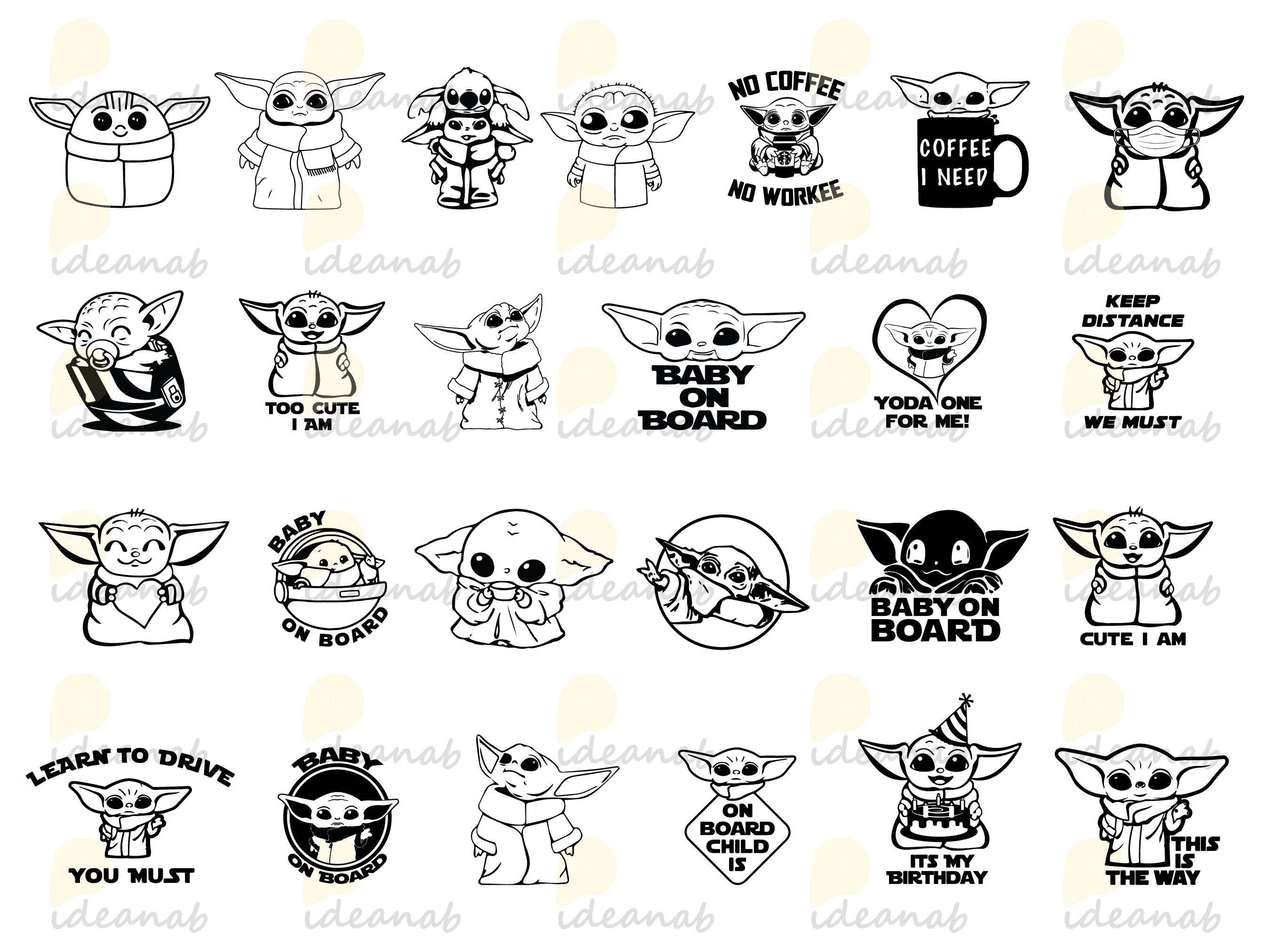 Baby Yoda SVG, Grogu SVG, Baby Yoda Christmas Svg, Baby Yoda Birthday ...