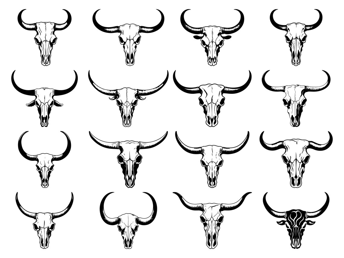 Bull Skull SVG, Cow Skull SVG, Bull Head SVG, Cow Head Svg, Longhorn ...