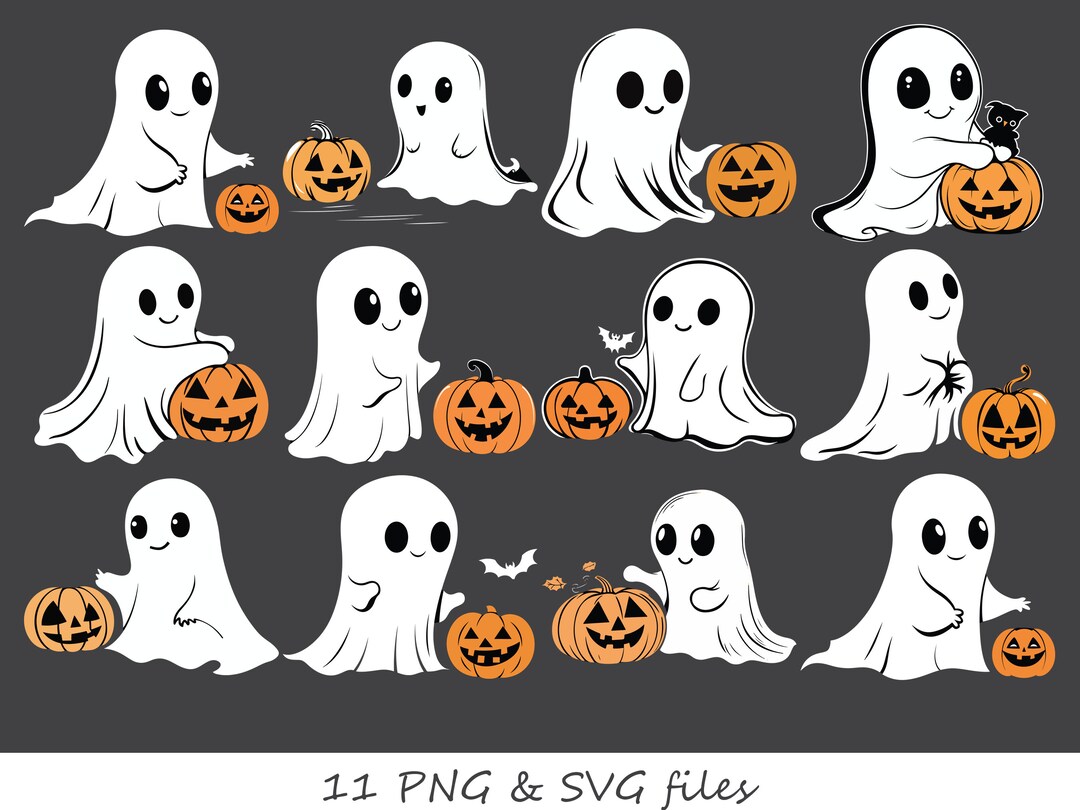 Ghost SVG Bundle, Ghost Face Svg, Cute Ghost Svg, Gleeful Ghost Svg ...