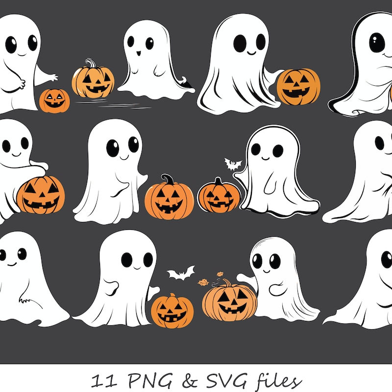 Halloween Ghosts Svg - Etsy