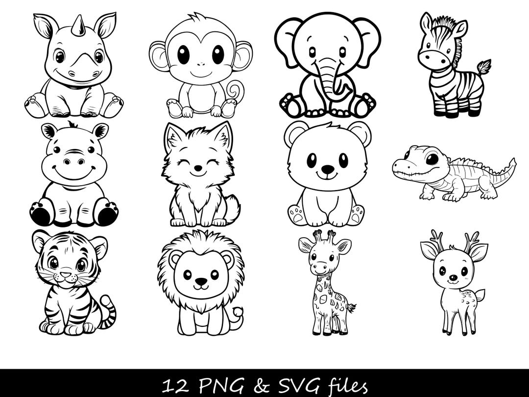 Safari Animals SVG Bundle, Cute Safari Animal Clipart, Jungle Animals ...