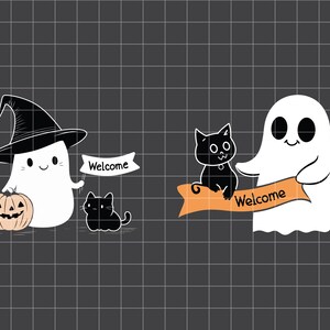 Ghost Welcome Sign SVG, Ghost SVG, Ghost Face Svg, Cute Ghost Svg, Baby ...