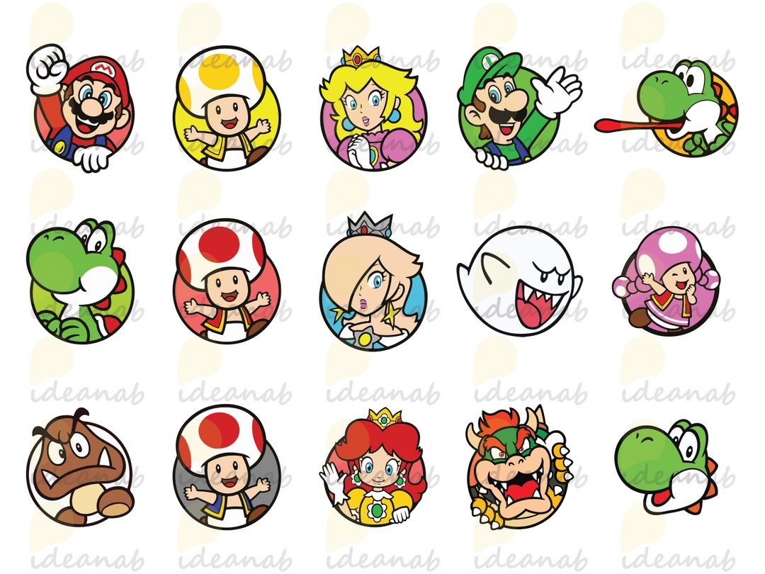 Mario SVG Bundle, Mario Head SVG, Super Mario Svg, Mario Kart Svg Files ...
