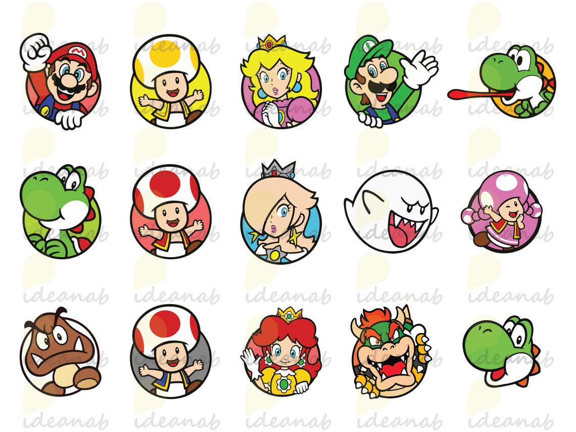 Mario SVG Bundle, Mario Head SVG, Super Mario Svg, Mario Kart Svg Files ...