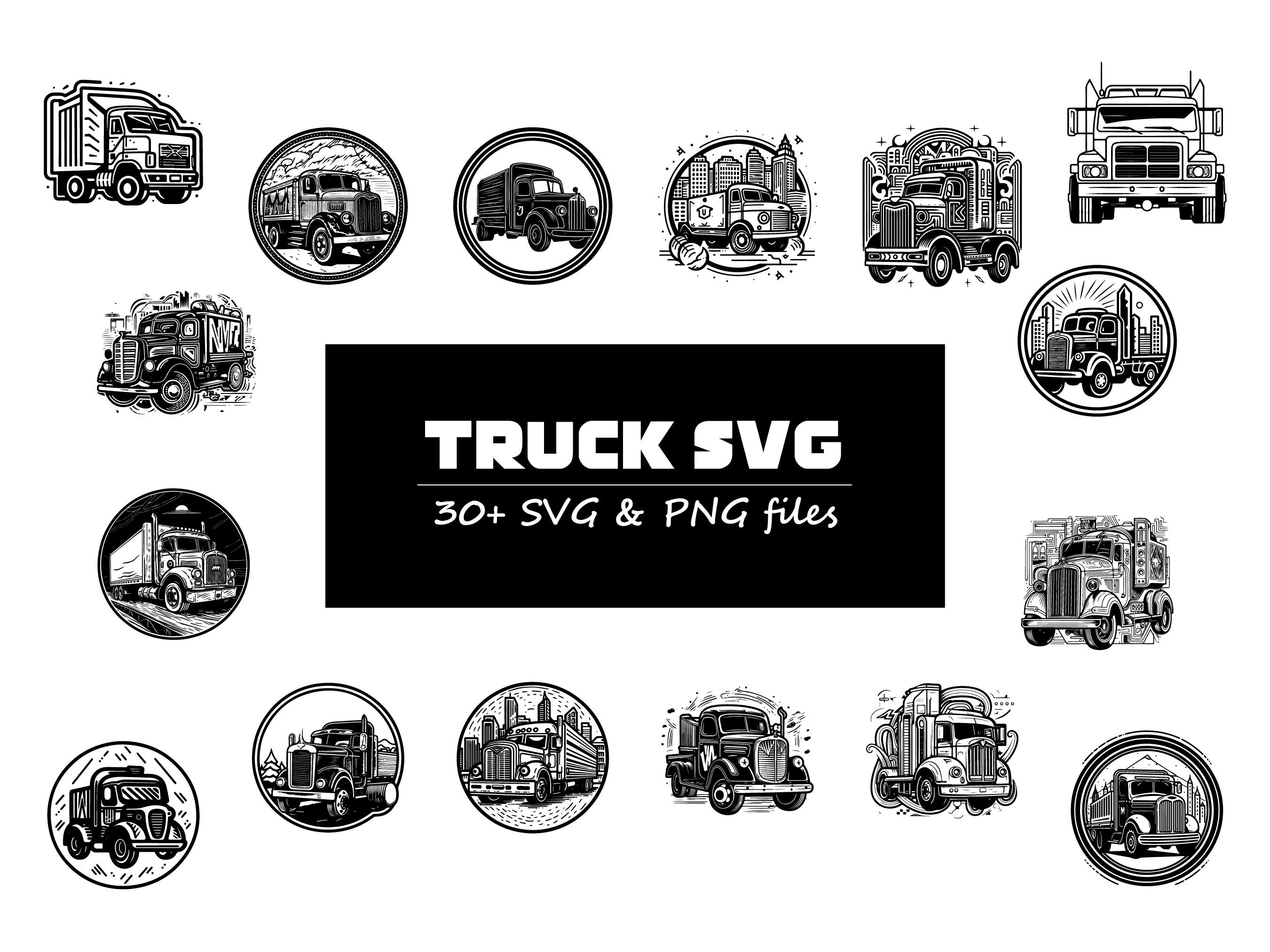 Truck Monogram SVG Bundle, Semi Truck SVG, Dump Truck SVG, Farm Truck ...