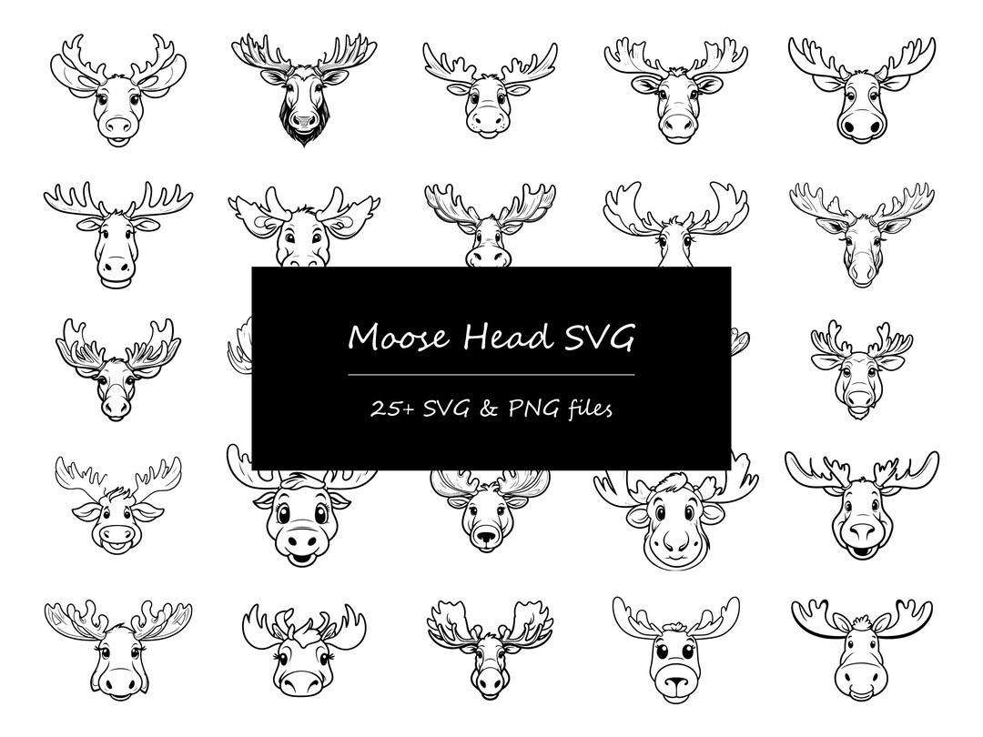 Moose Head SVG Bundle Moose SVG Cartoon Moose SVG Christmas - Etsy