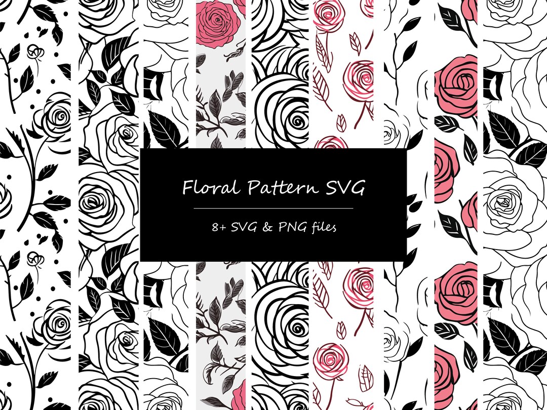 Rose Floral Pattern SVG Bundle, Seamless Pattern SVG, Flower Pattern ...