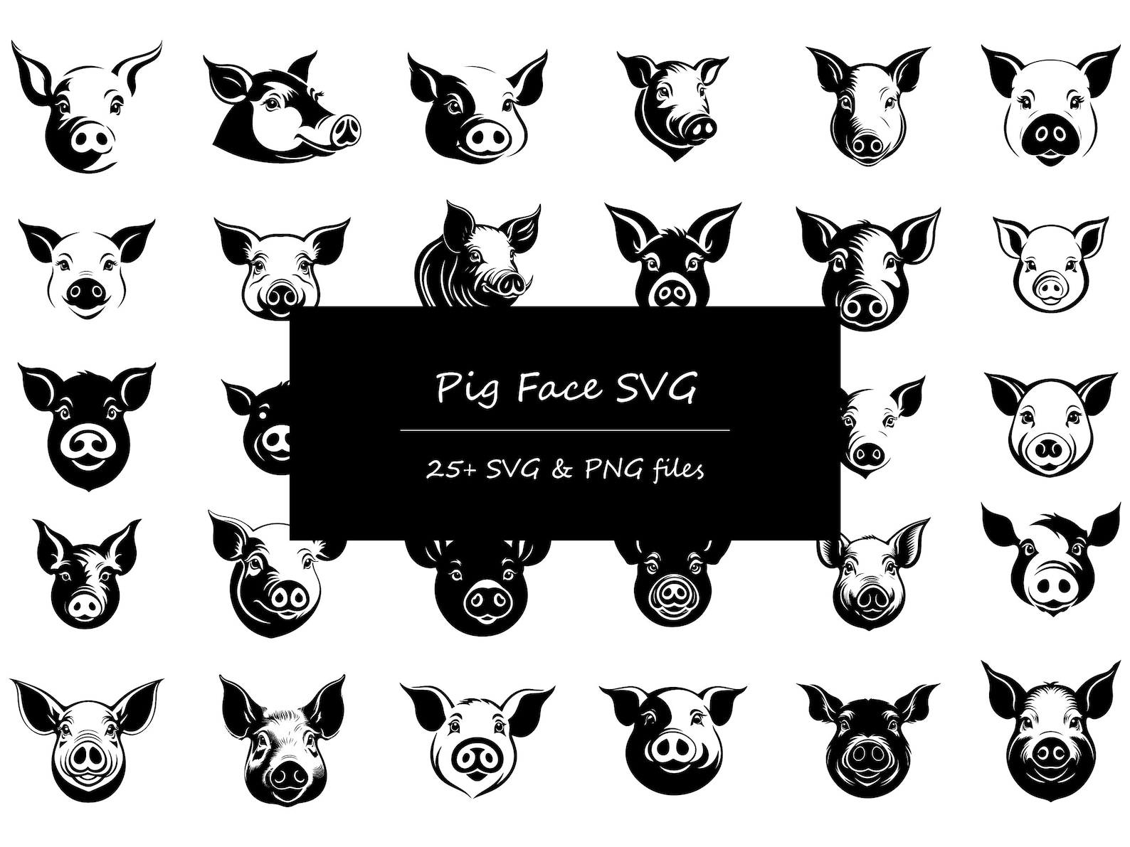 Pig SVG Bundle, Pig SVG, Pig Face SVG, Pig Head Svg, Pig Silhouette Svg ...