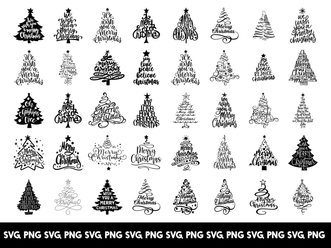 Christmas Tree SVG, Merry Christmas Tree SVG, Word Tree Svg, Christmas ...