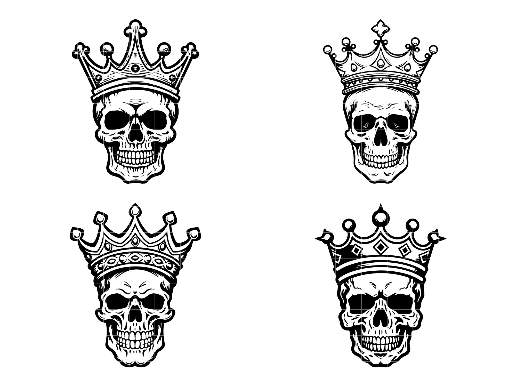 Skull With Crown SVG, Skull SVG, Crown SVG, Halloween Svg, Sugar Skull ...