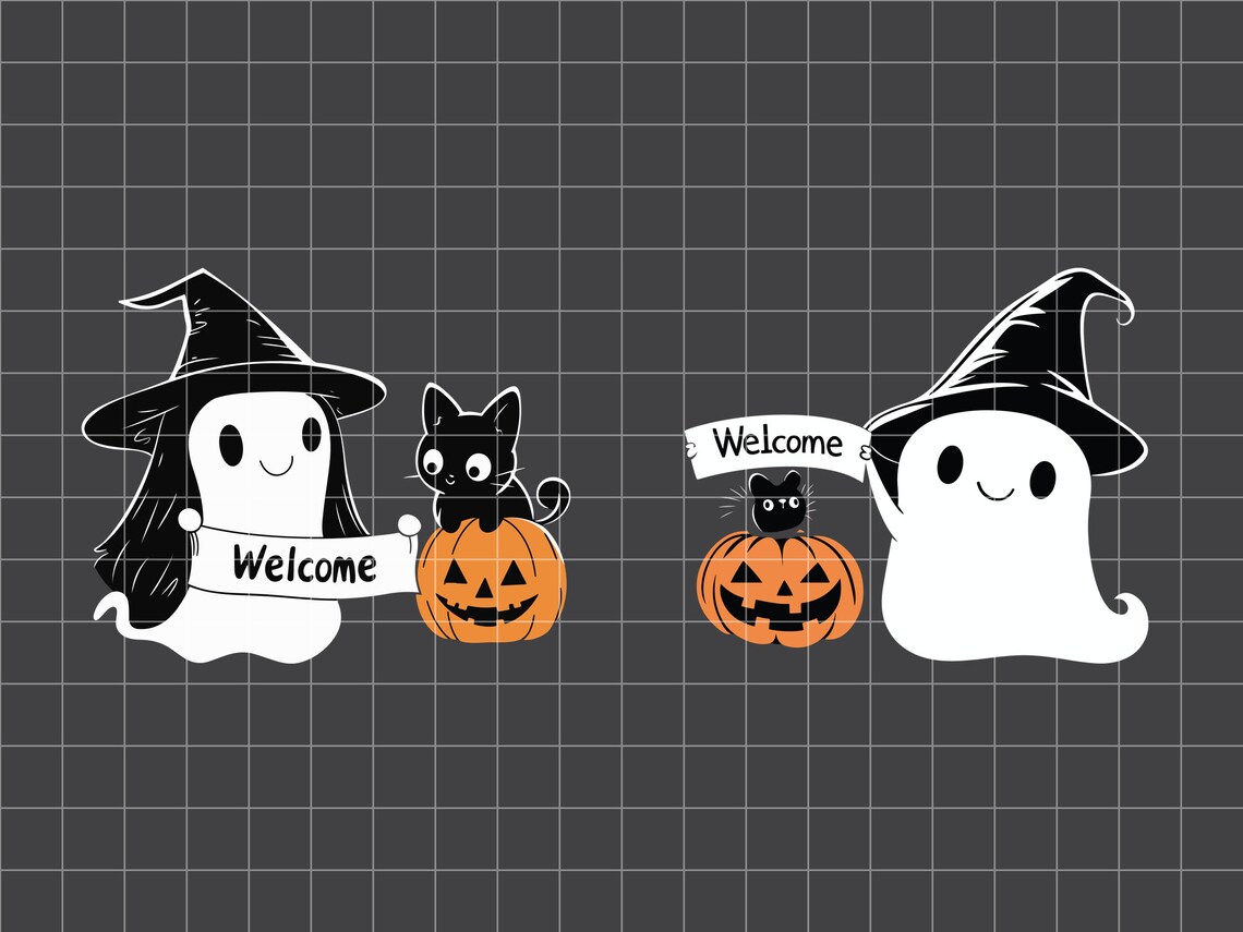 Ghost Welcome Sign SVG, Ghost SVG, Ghost Face Svg, Cute Ghost Svg, Baby ...