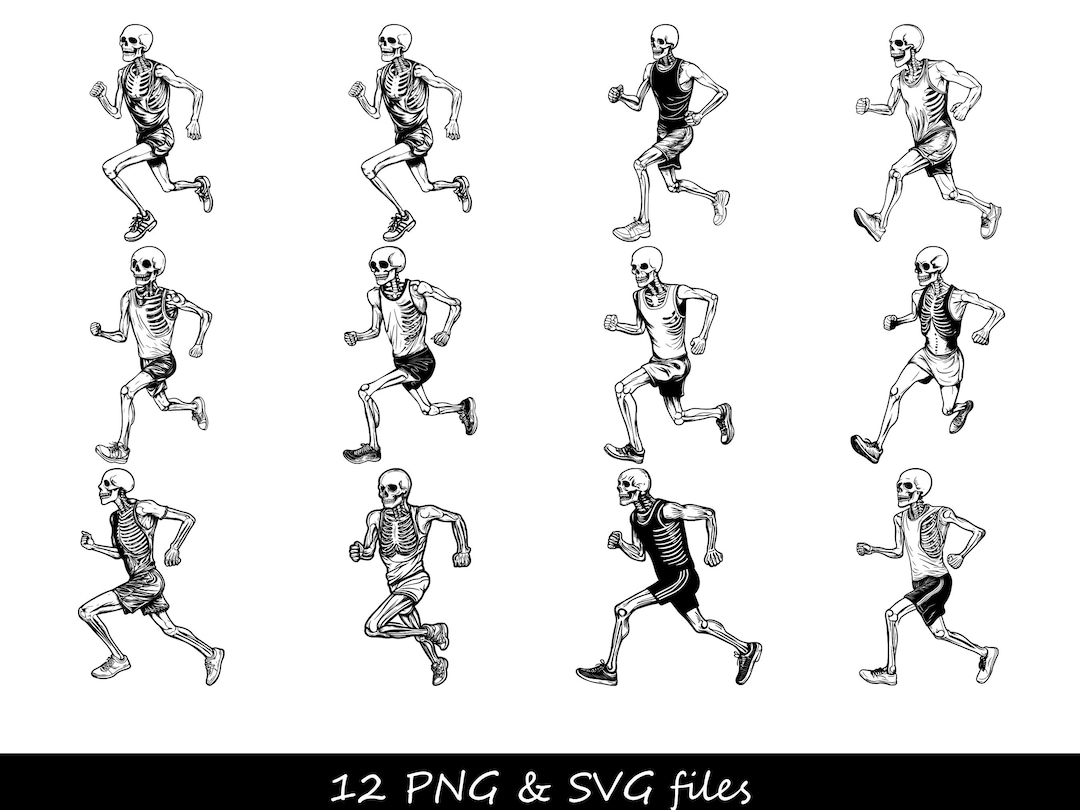 Skeleton Runner SVG, Running Skeleton SVG, Halloween Runner SVG ...