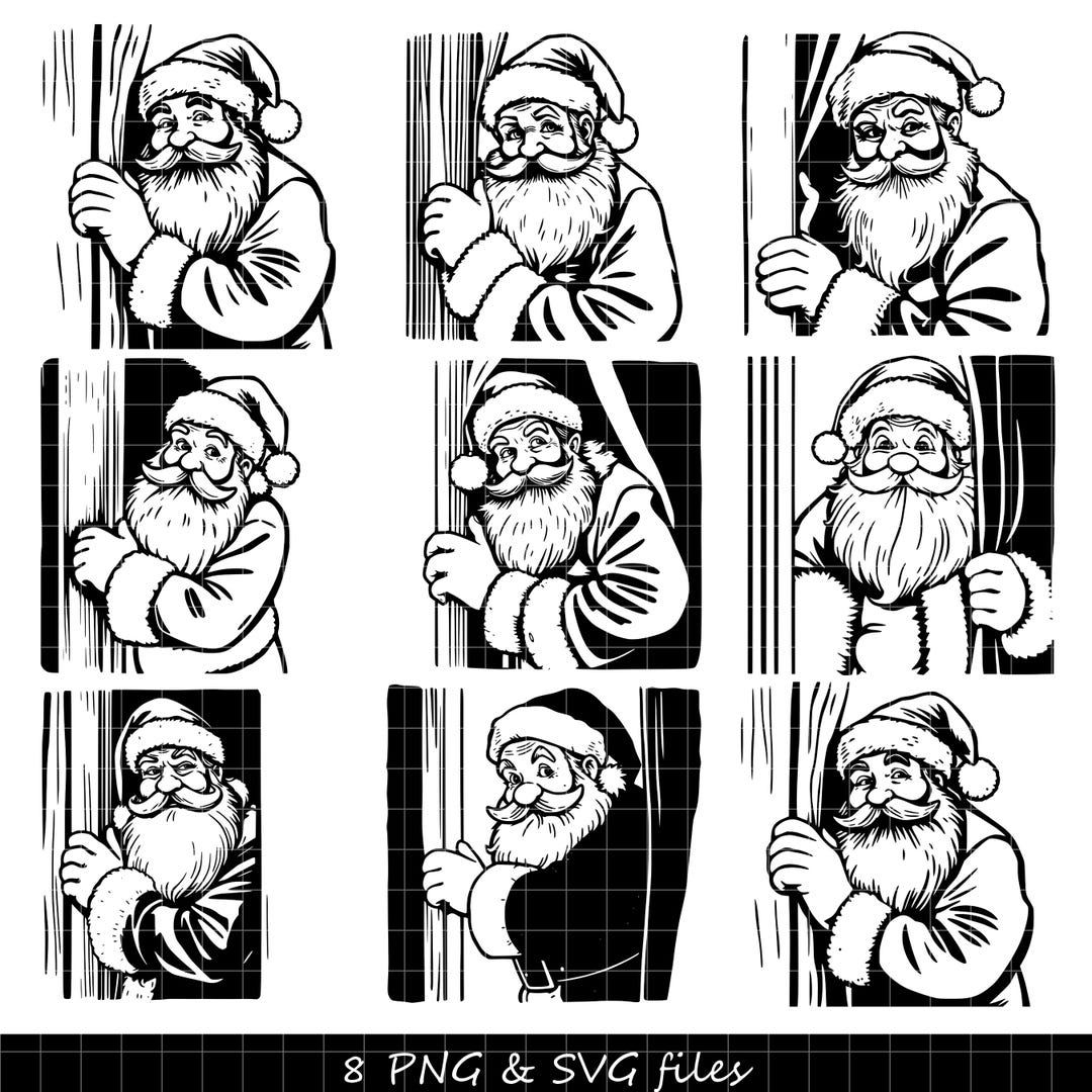 Peeking Santa SVG, Peeking Santa PNG, Santa Peek Svg, Cute Santa Svg ...