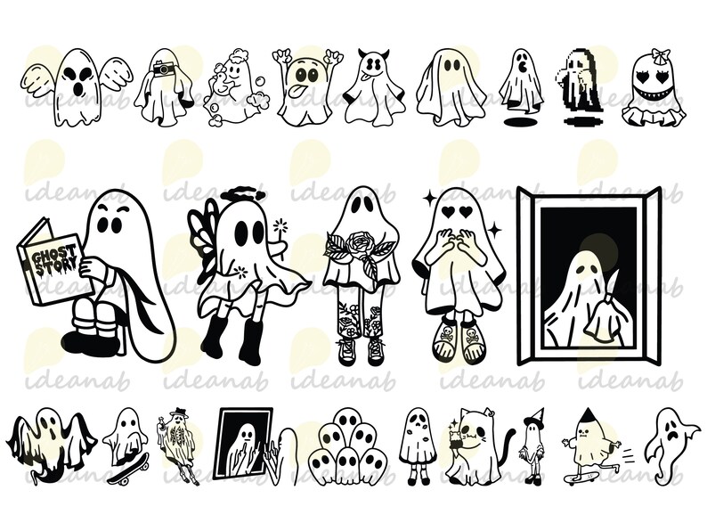 Ghost SVG Bundle Ghost Face Svg Cute Ghost Svg Gleeful - Etsy