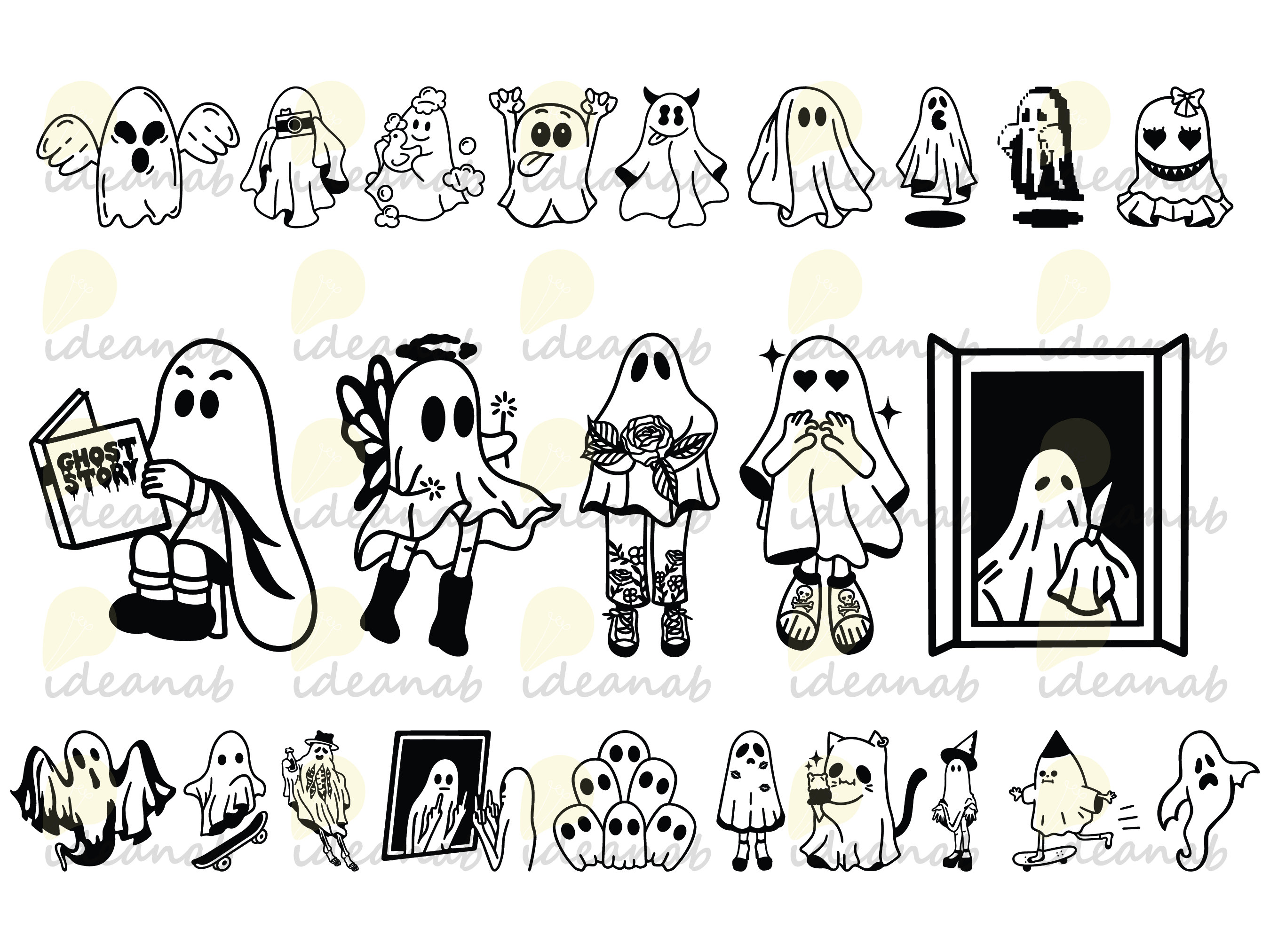 Buy Ghost SVG Bundle Ghost Face Svg Cute Ghost Svg Gleeful Online in ...