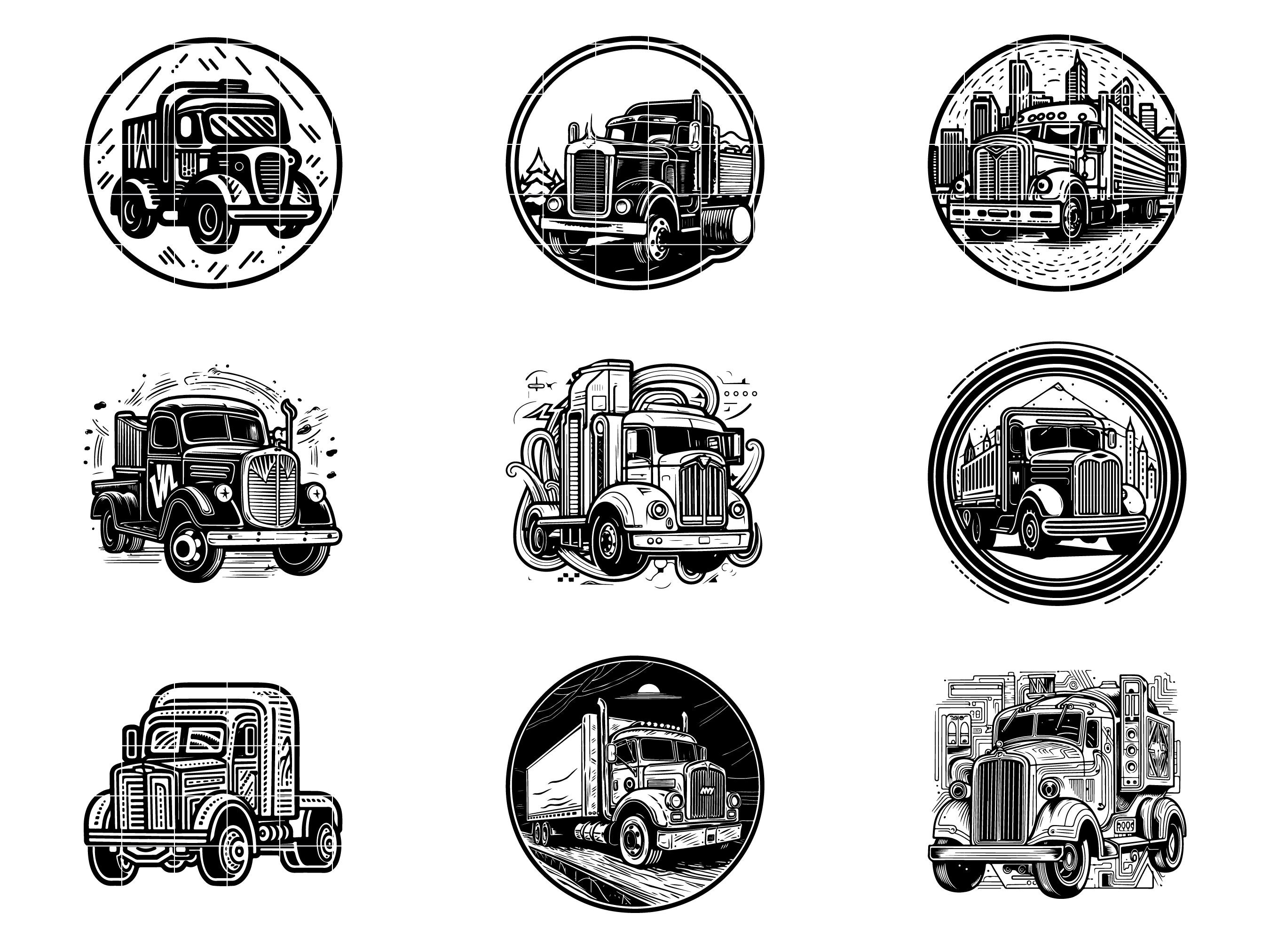 Truck Monogram SVG Bundle, Semi Truck SVG, Dump Truck SVG, Farm Truck ...