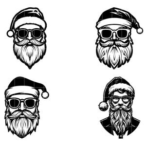 Hipster Santa SVG, Hipster Santa PNG, Santa Hat SVG, Black Santa Svg ...