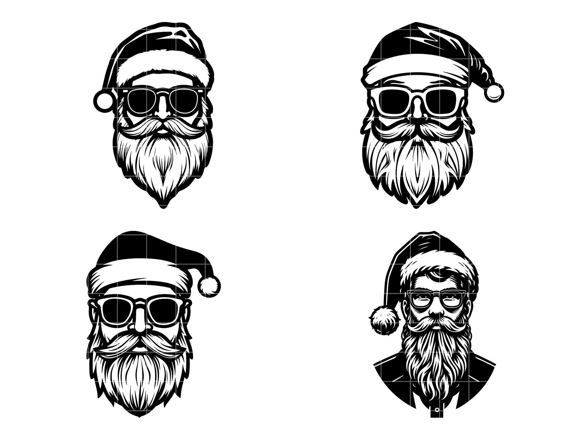 Hipster Santa SVG, Hipster Santa PNG, Santa Hat SVG, Black Santa Svg ...