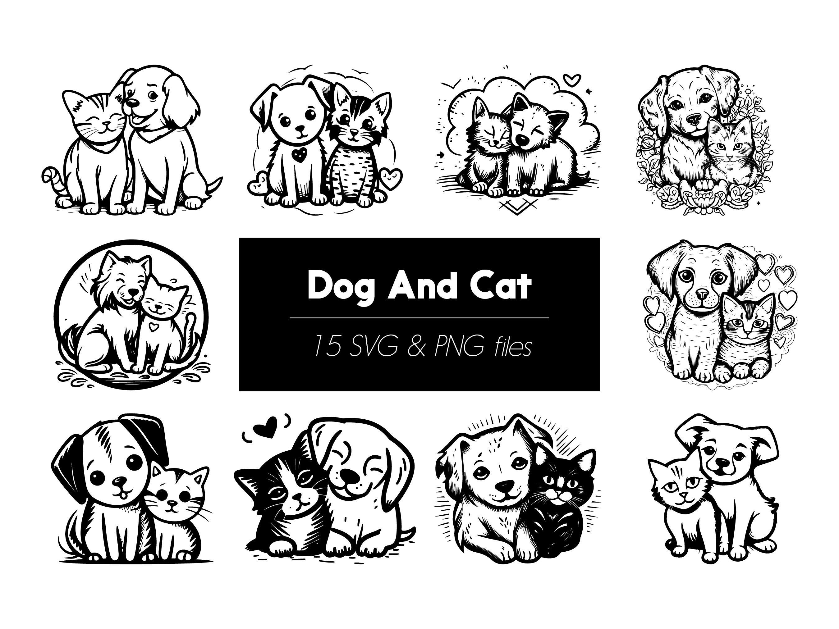 Dog and Cat SVG Bundle, Dog SVG, Cat SVG, Cat Dog Svg, Dog and Cat, Cat ...