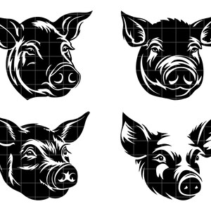 Pig SVG Bundle, Pig SVG, Pig Face SVG, Pig Head Svg, Pig Silhouette Svg ...