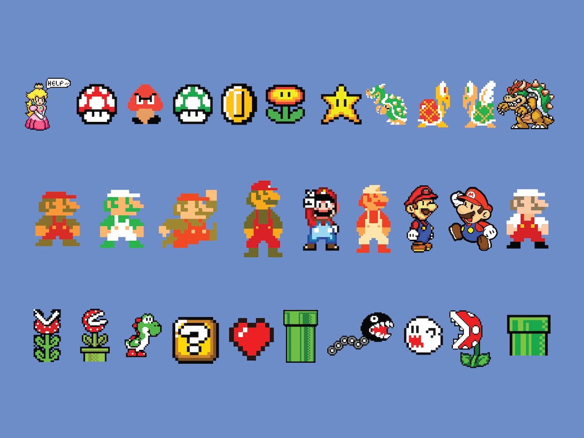 Mario SVG Bundle, Mario 8 Bit SVG, Super Mario Svg, Mario Kart Svg ...
