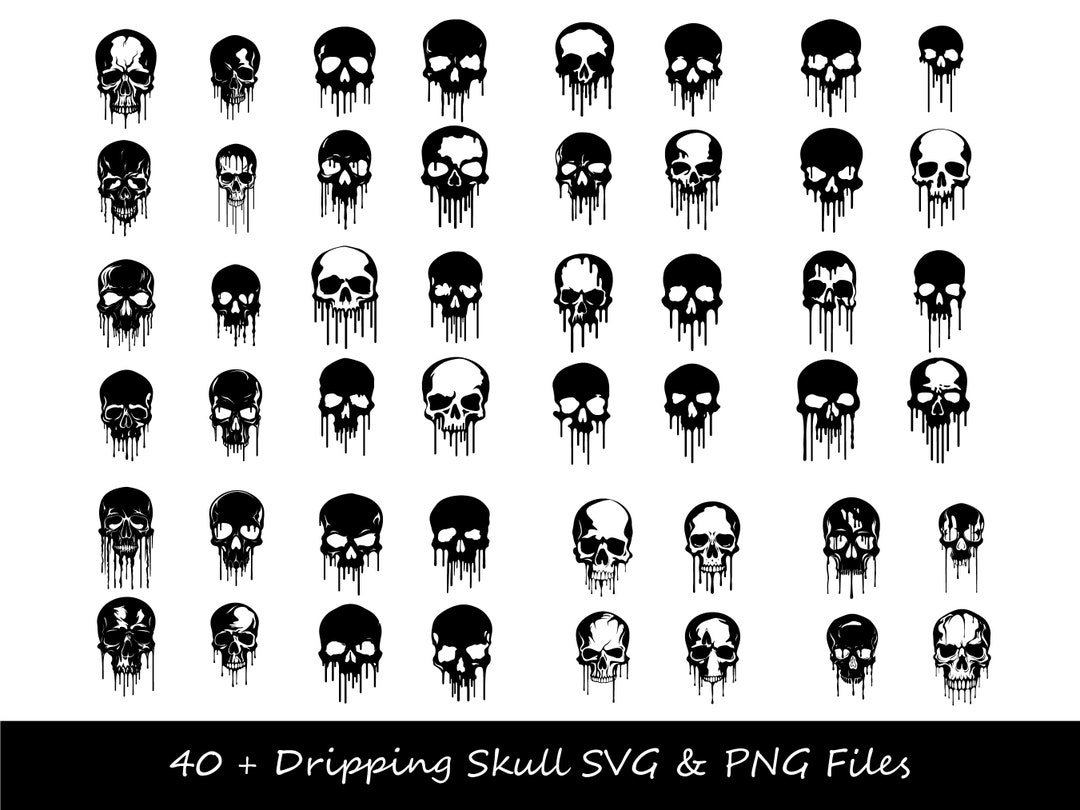 Dripping Skull SVG, Melting Skull SVG, Sugar Skull SVG, Skull Svg ...