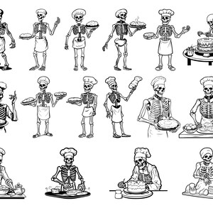 Skeleton Baker SVG, Skeleton Cook SVG, Skeleton Kitchen Svg, Skeleton ...